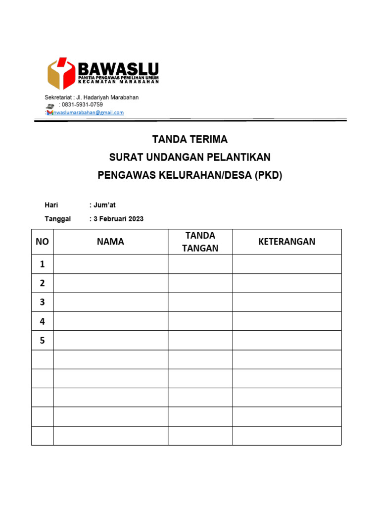 Tanda Terima Surat Undangan | PDF