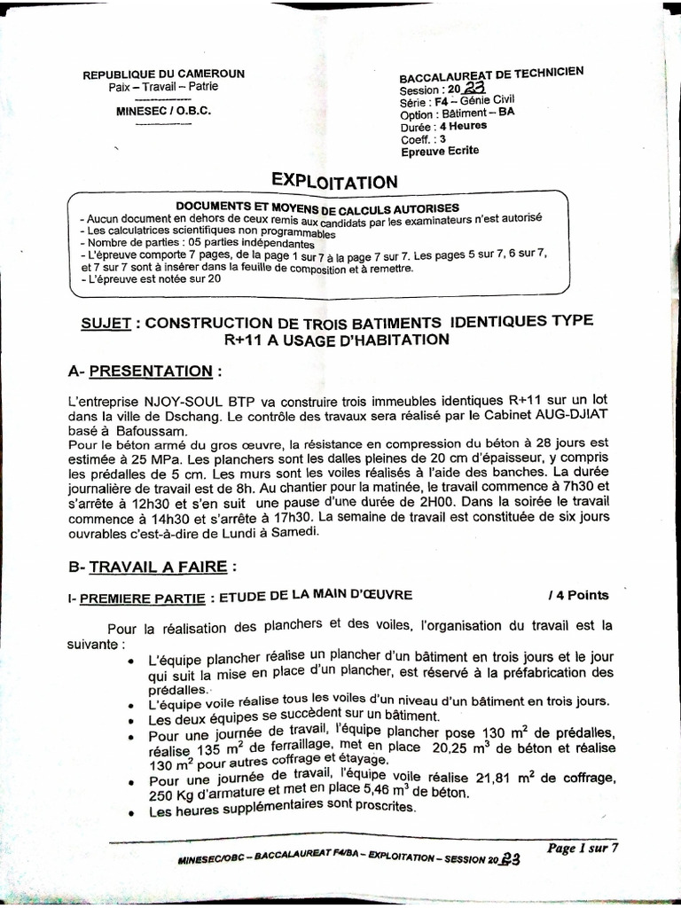 Épreuve Bac f4 Ba 2023 | PDF