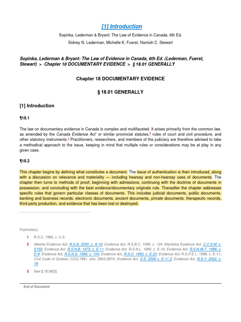 Evidence Chapter 18 | PDF