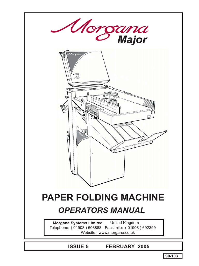 Morgana Major Paper Folding Machine Manual | PDF | Screw | Paper