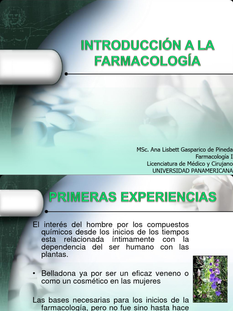 Presentación No. 1, Introducción A La Farmacología | PDF | Farmacología | Farmacocinética
