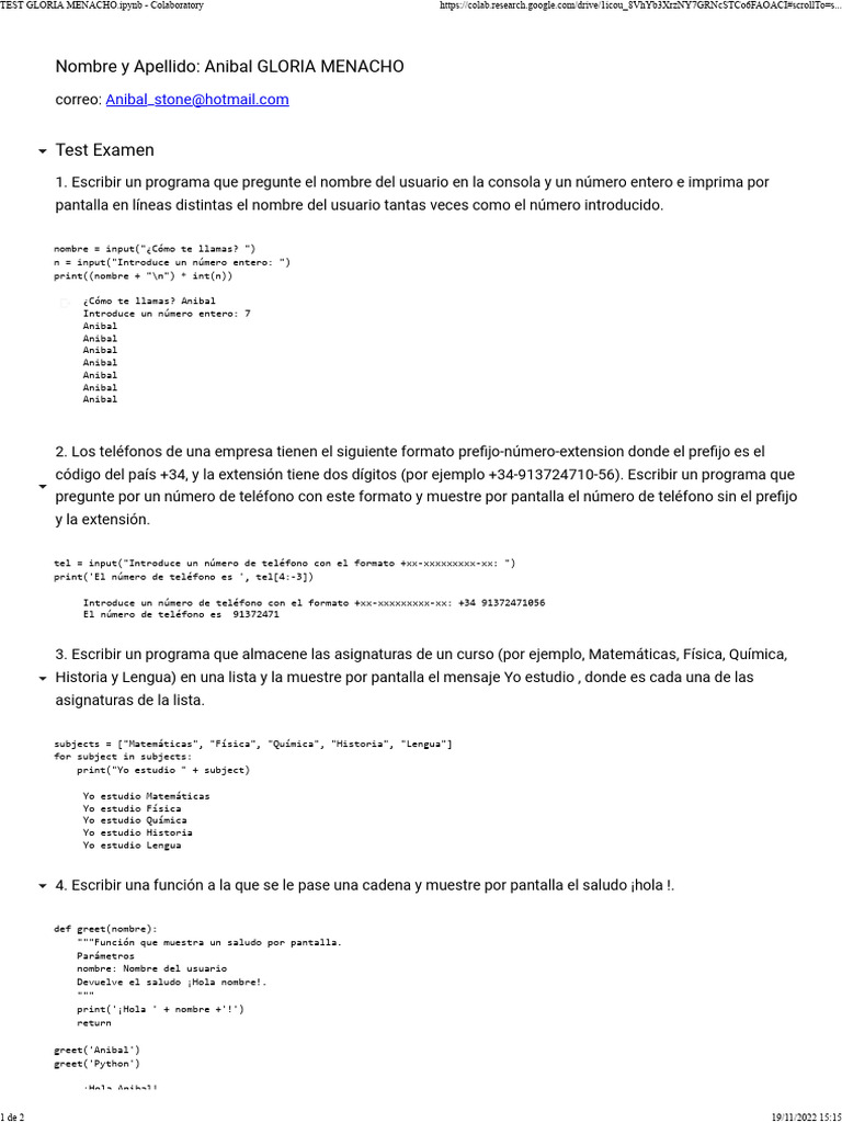 TEST PHYTON GLORIA MENACHO - Ipynb - Colaboratory | PDF