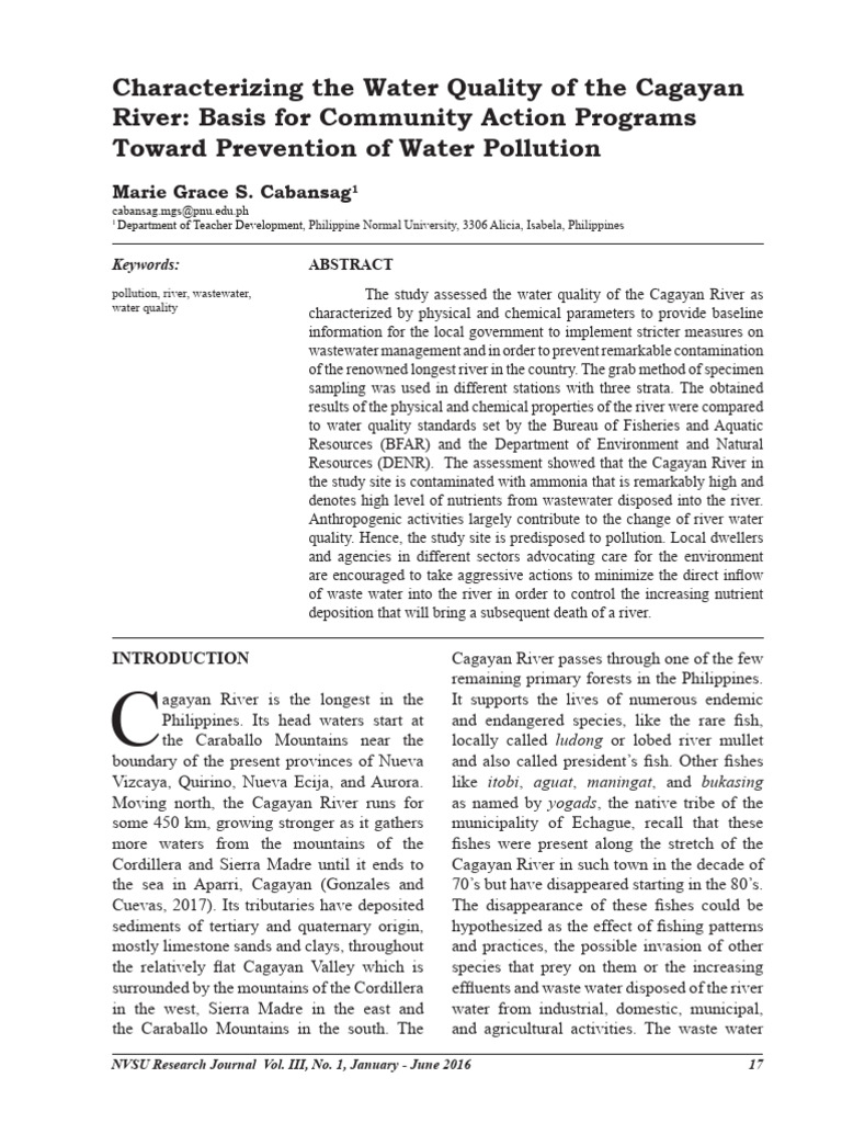 Characterizing The Water Quality of The Cagayan | PDF | Water | Water ...