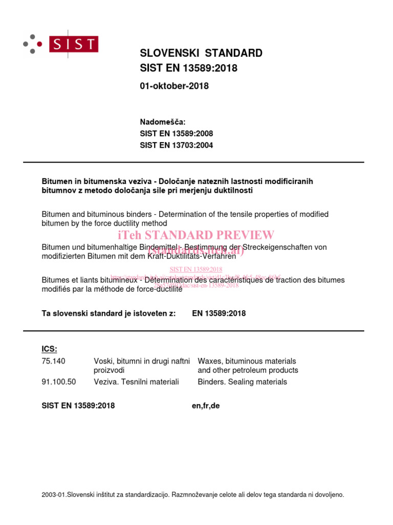 Sist en 13589 2018 | PDF | Fracture | Deformation (Engineering)