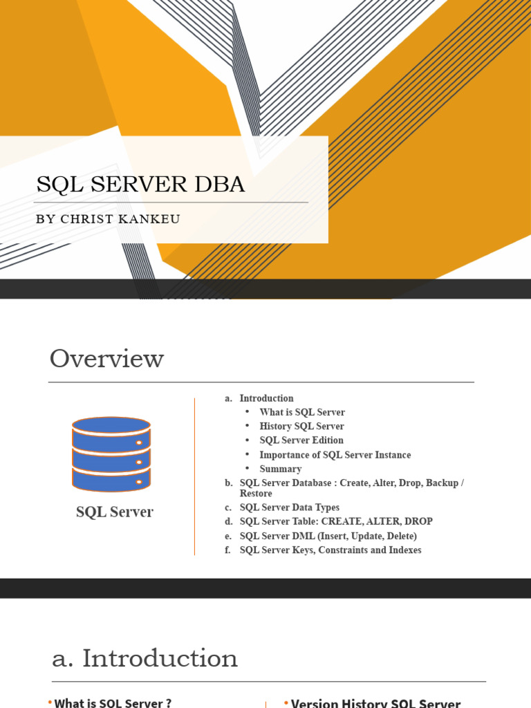 SQL Server DBA Guide by Christ Kankeu | PDF | Computers