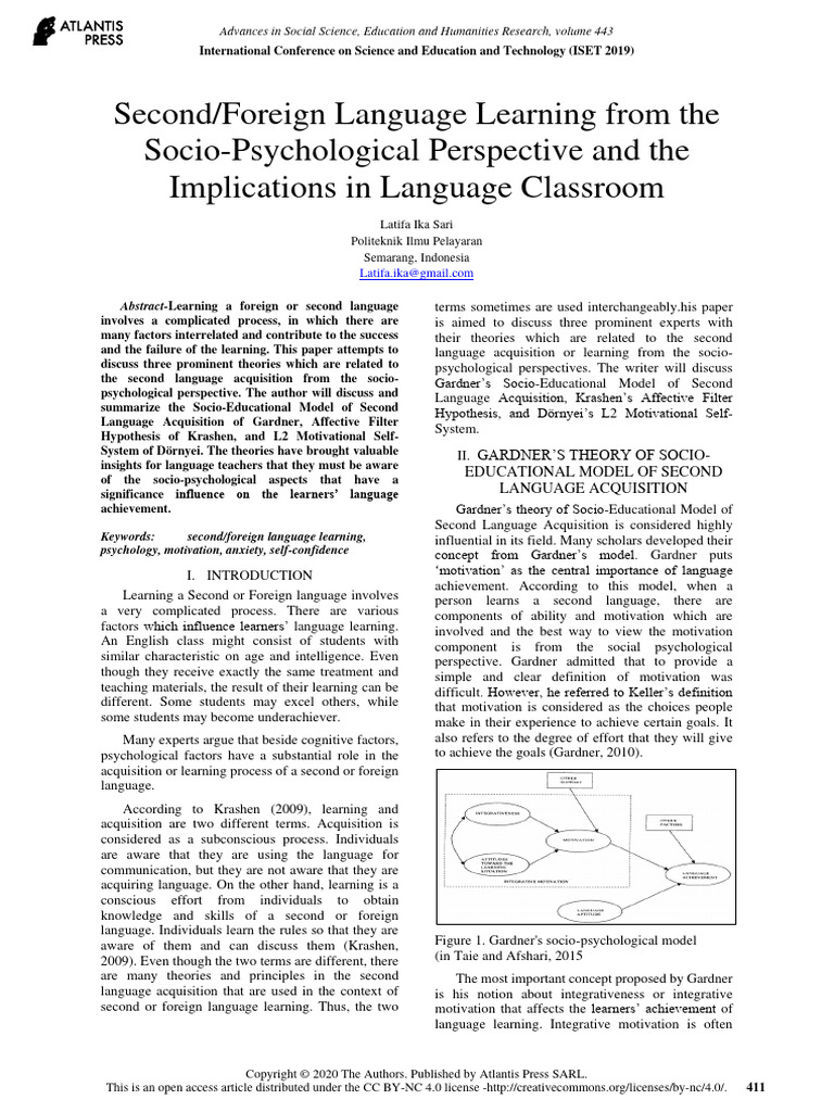 Second/Foreign Language Learning From The Socio-Psychological ...