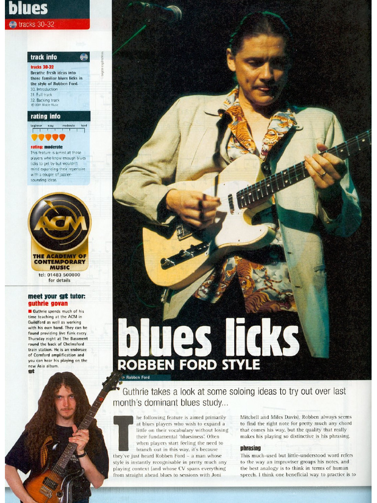 Robben Ford Style Blues Soloing (Mp3 Tab and Backing Track) | PDF