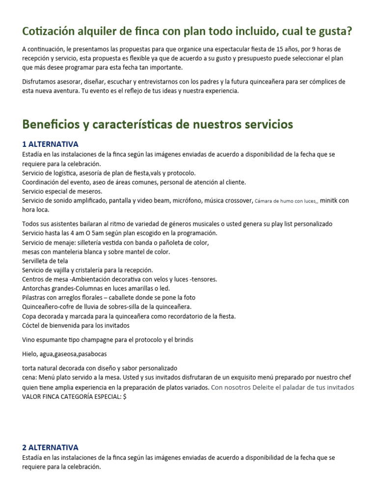 Plan Evento de 15 | PDF