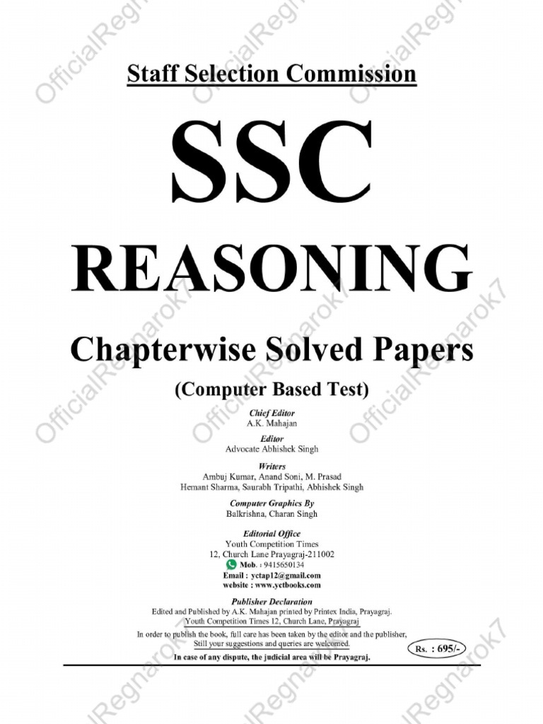 YCT SSC Reasoning English Medium 2022 23 Chapterwise Solved Paper | PDF YCT SSC Reasoning English Medium 2022 23 Chapterwise Solved Paper | PDF
