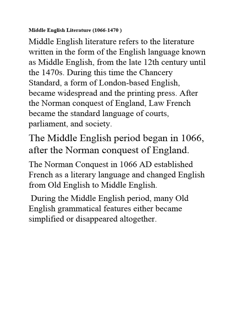 Middle English Literature | PDF | The Canterbury Tales | Middle English ...