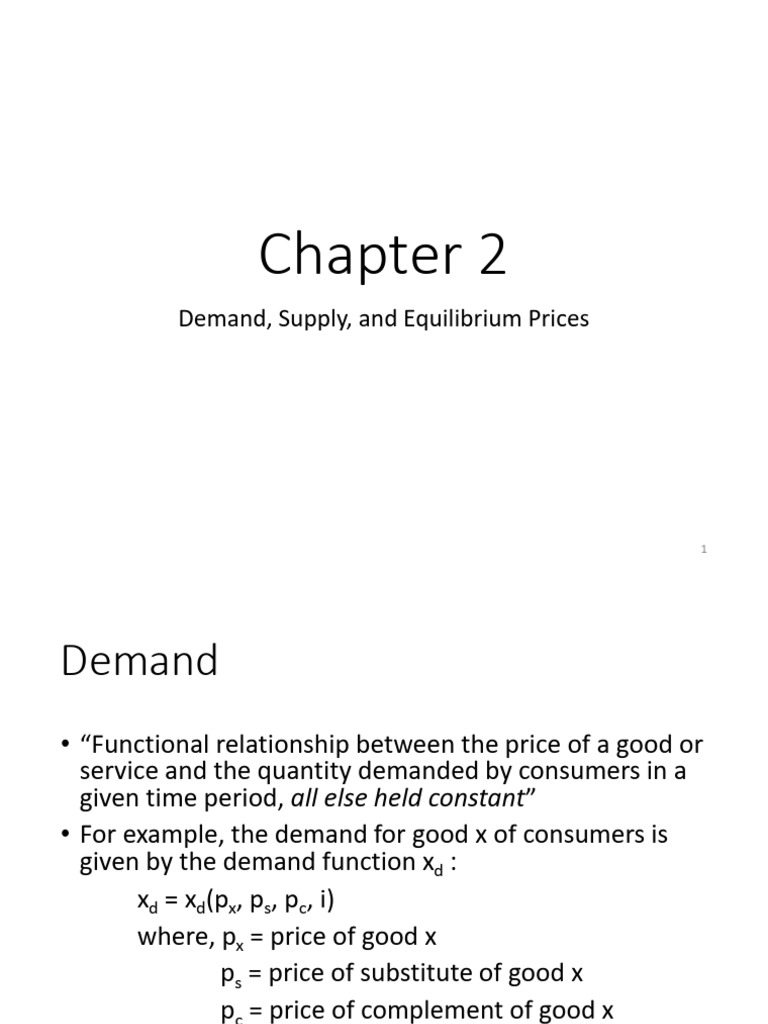 Chapter 2 Demand Supply and Equilibrium Prices 061621 | PDF | Demand Curve | Economic Equilibrium