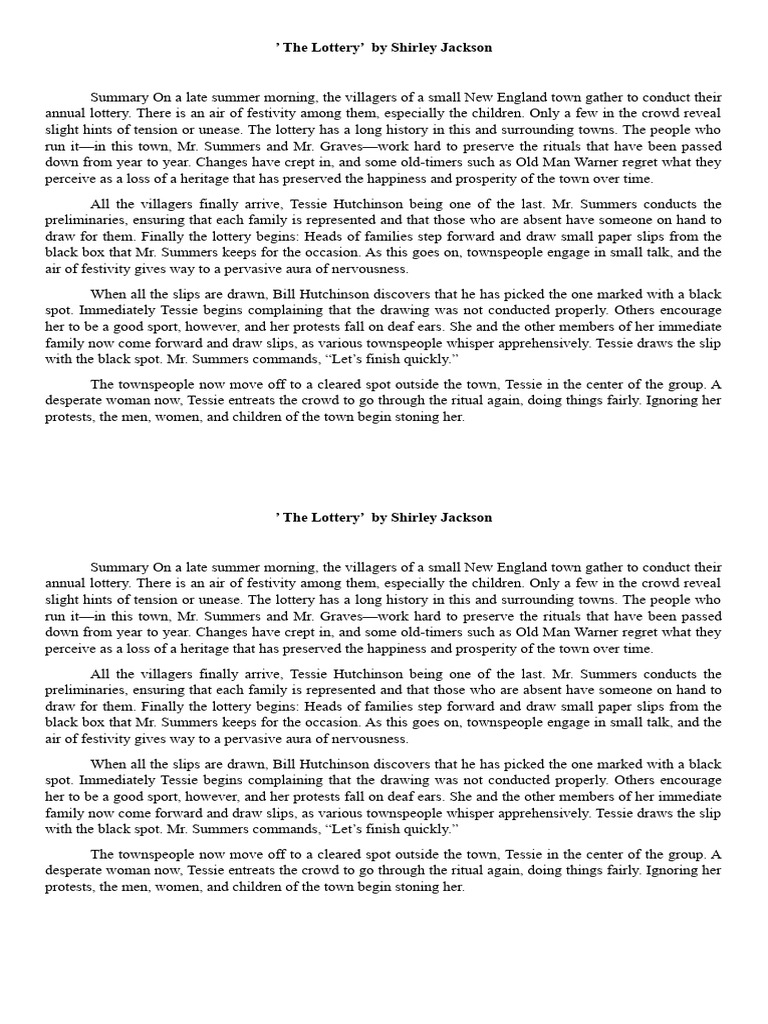 The Lottery | PDF
