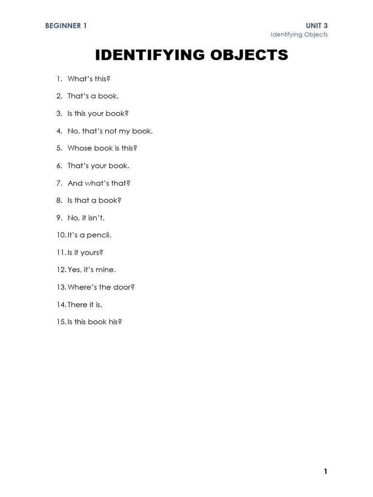 Identifying Objects | PDF | Linguistics