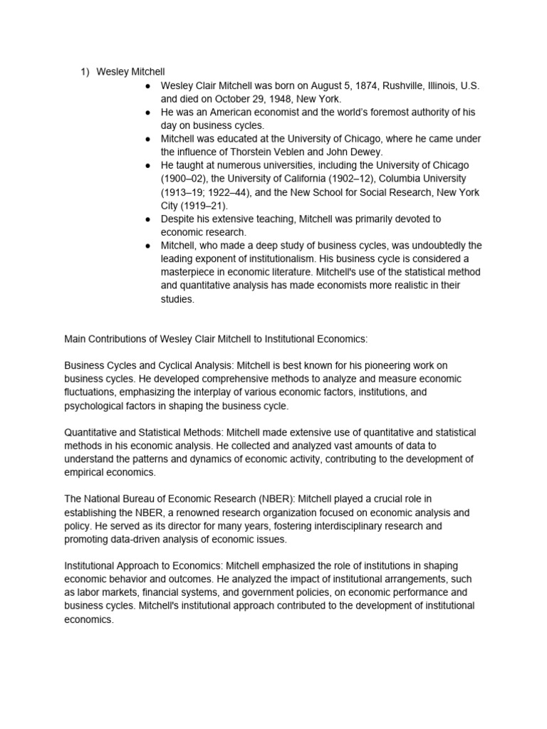Wesley Mitchell | PDF | Consumption (Economics) | Business Cycle