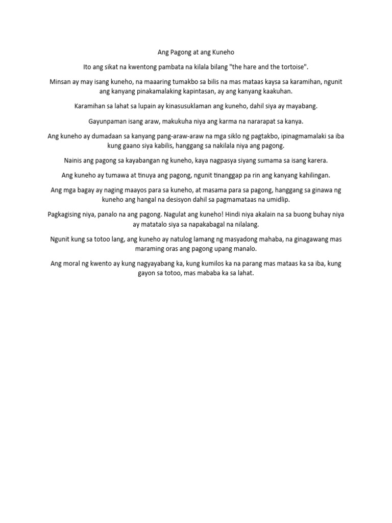 Ang Pagong at Ang Kuneho | PDF