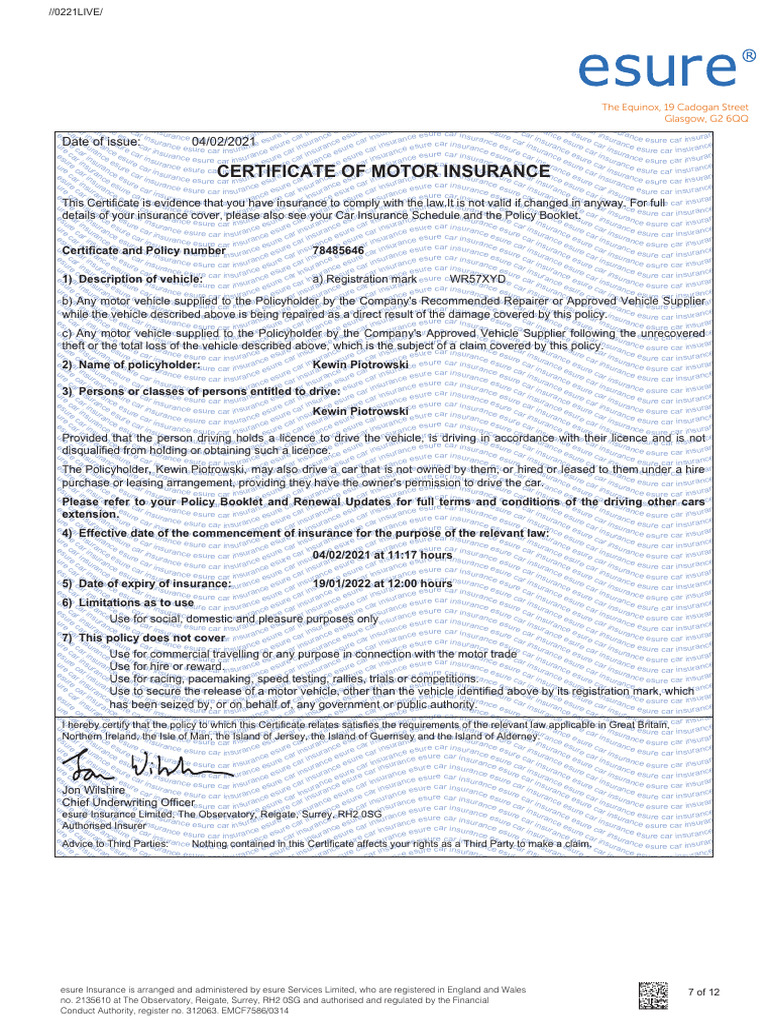 Esure Certificate | Download Free PDF | Service Industries | Economies