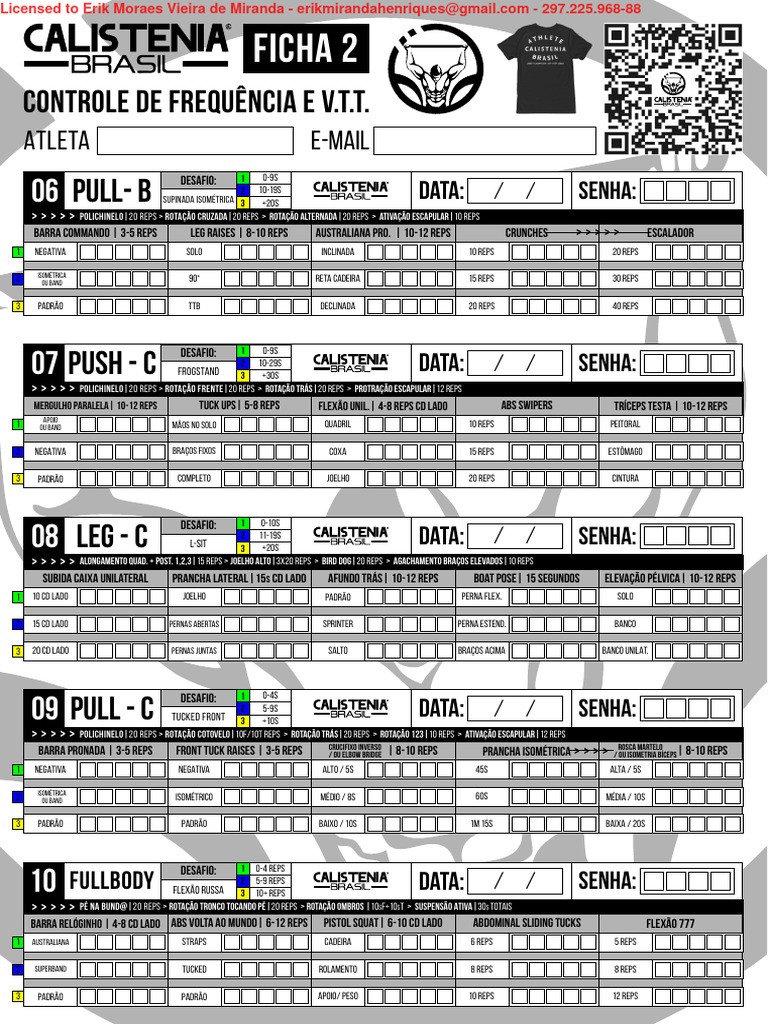 FICHA 02 - CalisteniaBrasil | PDF | Sistema Locomotor | Anatomia humana