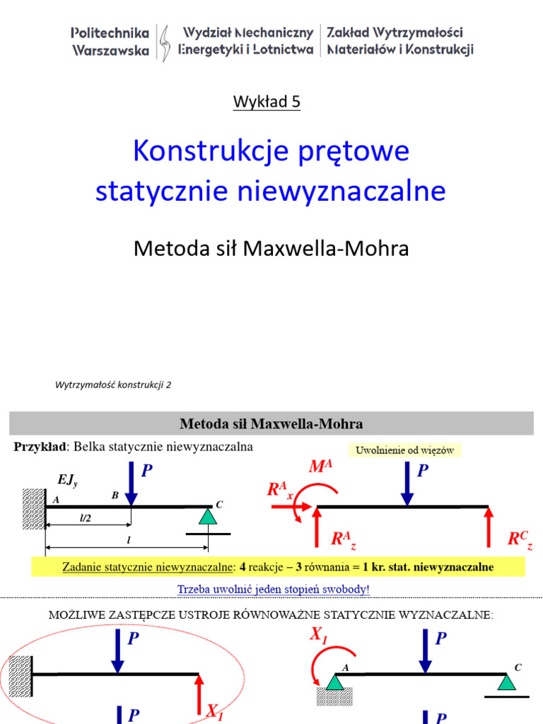 Wyklad - 05 - Metoda Sil Maxwella-Mohra | PDF