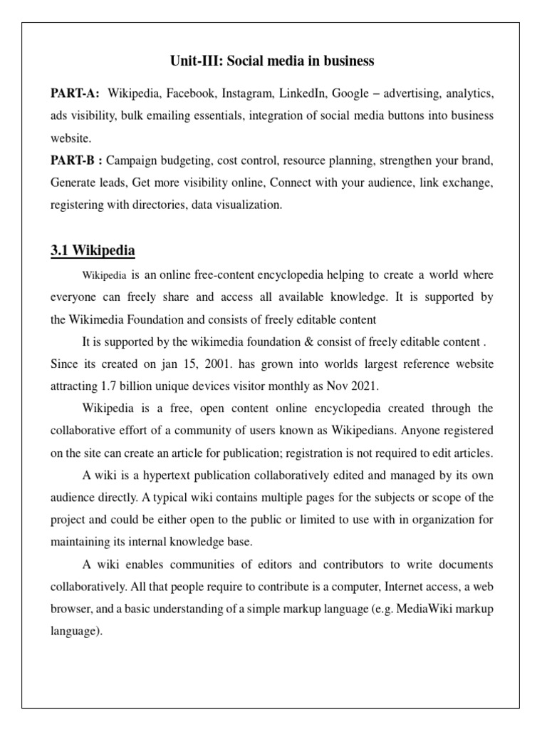 Unit 3 | PDF | Wiki | Linked In