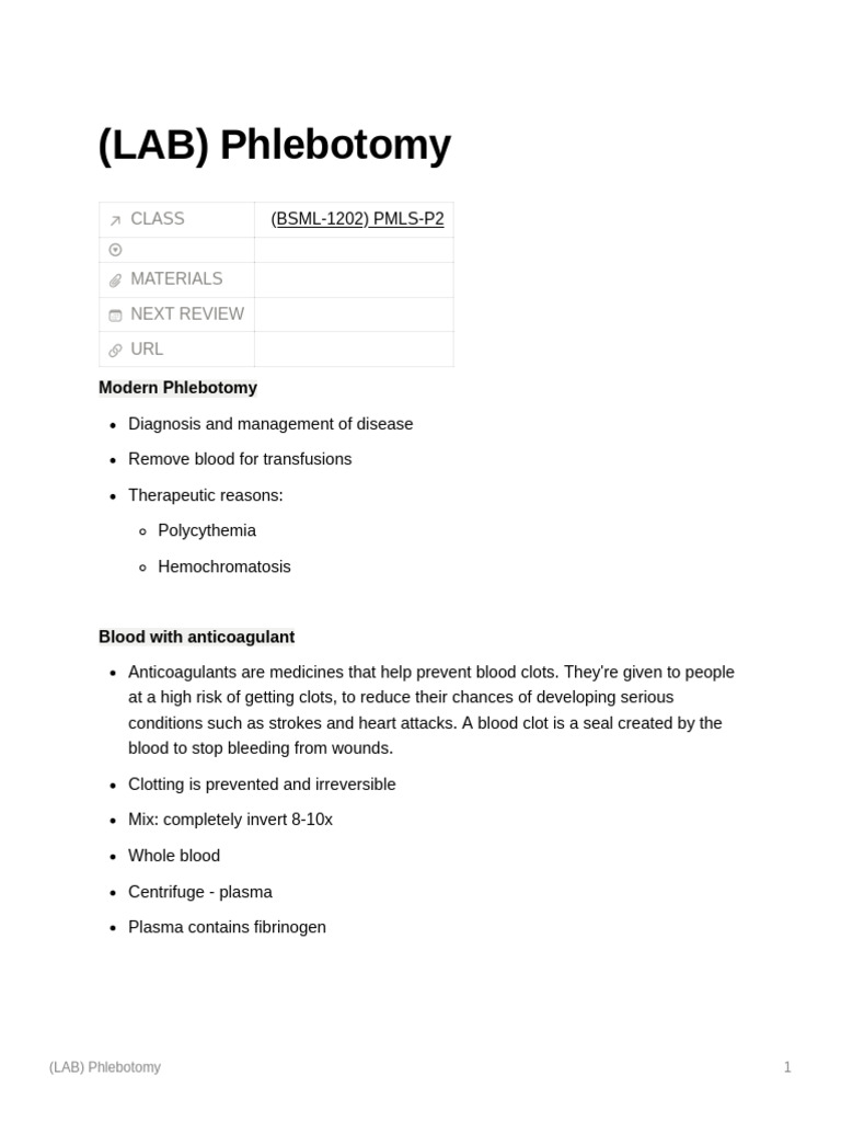 (LAB) Phlebotomy | Download Free PDF | Blood Plasma | Medical Specialties