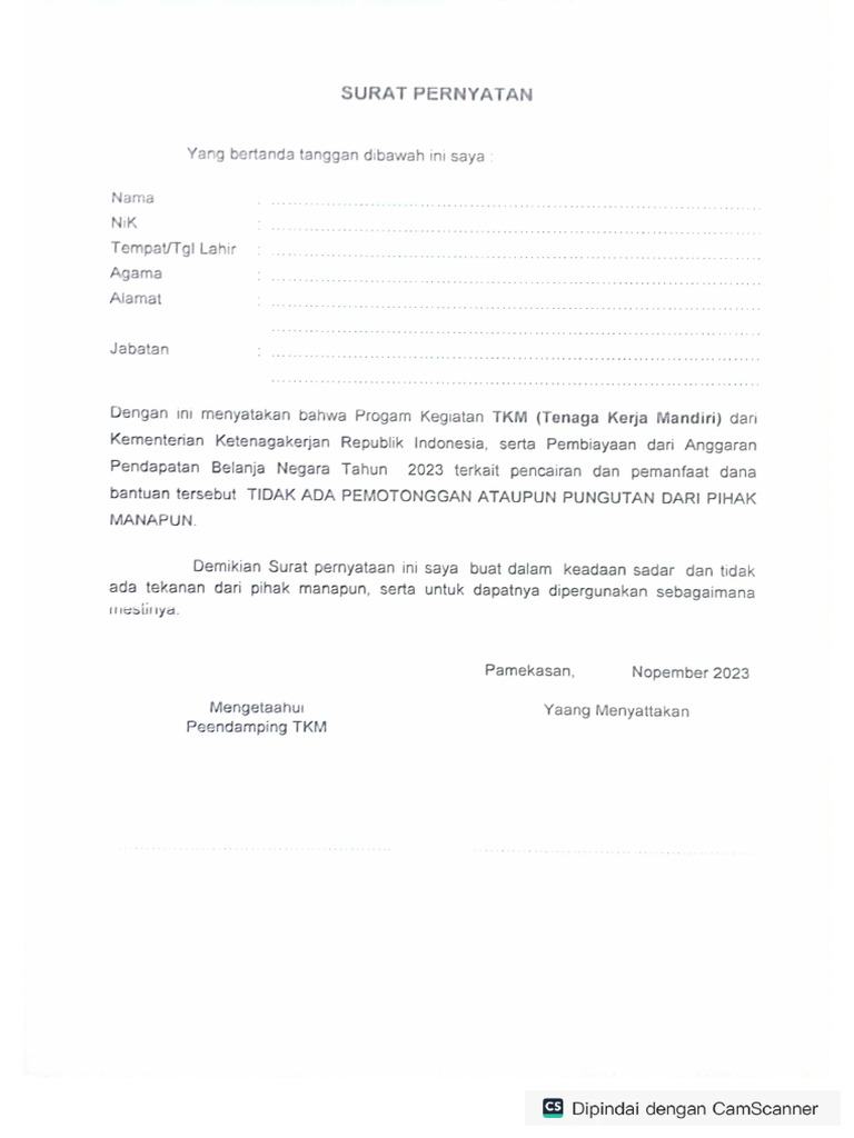 Pernyataan TKM | PDF