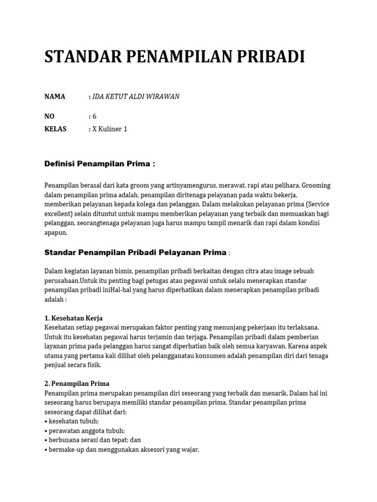Standar Penampilan Pribadi | PDF