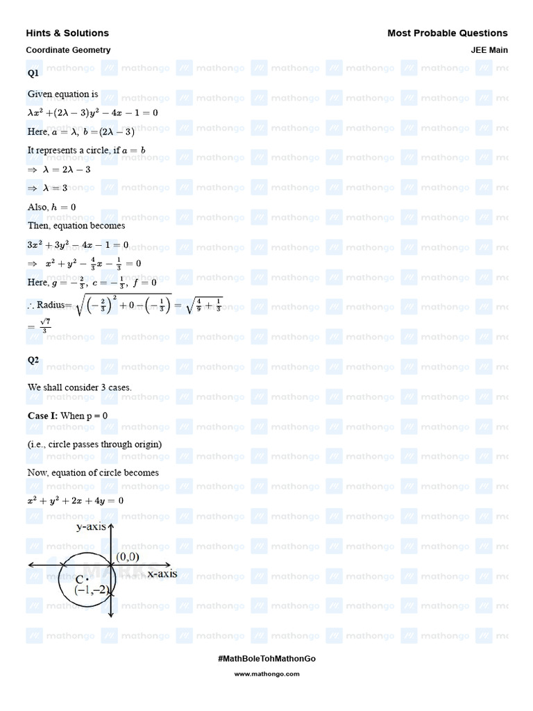 (Sol) Coordinate Geometry @JEE - OneStop1 | PDF