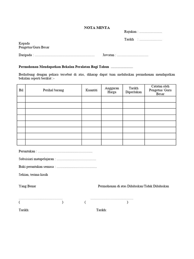 Nota Minta | PDF