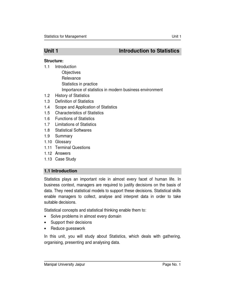 Unit 01 - Introduction To Statistics | PDF