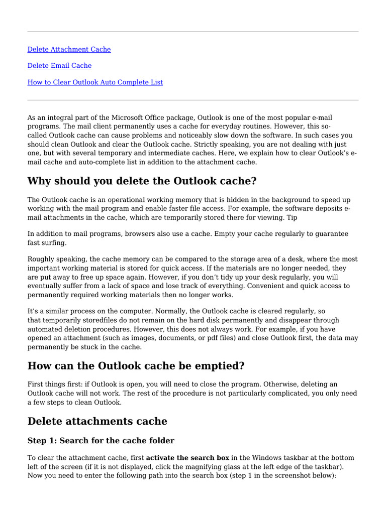 How To Clear The Outlook Caches | PDF | Microsoft Outlook | Computer File