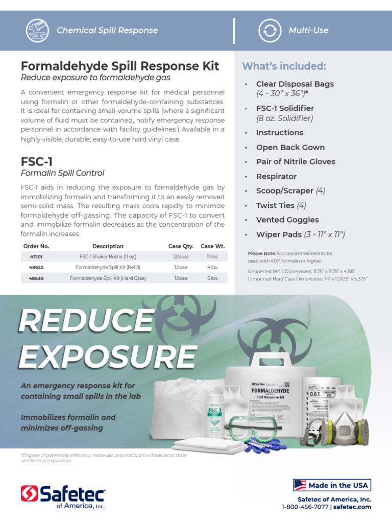 Formaldehyde-Spill-kit Sellsheet 11.2023 | PDF