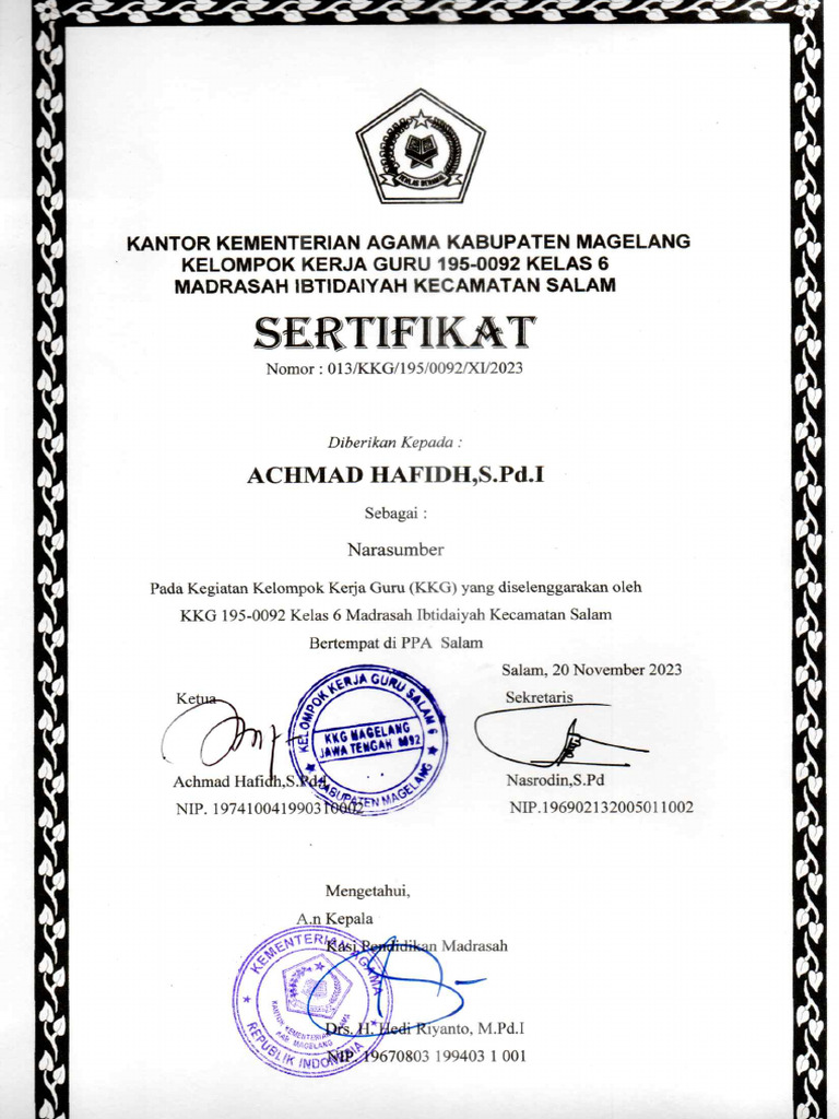 Sertifikat KKG 2023 | PDF