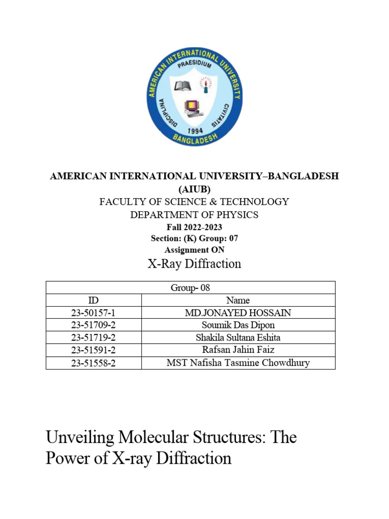 Physics2 (K) Group7 (Resubmit) | PDF | X Ray Crystallography | Structural Biology