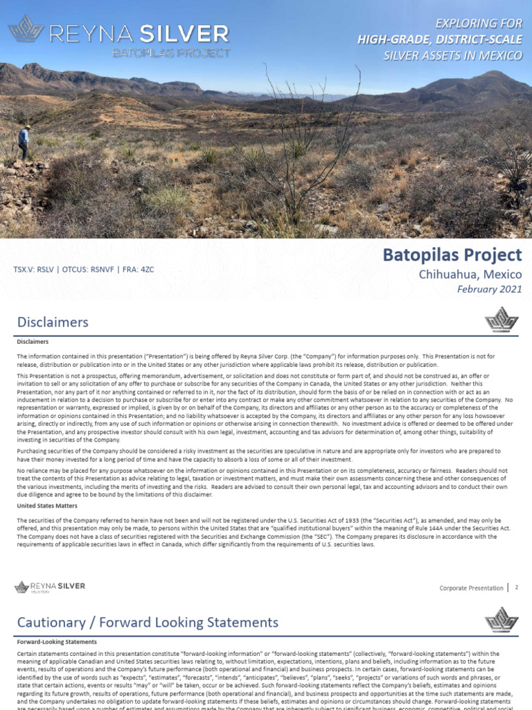Batopilas Project | PDF | Securities Act Of 1933 | Mining