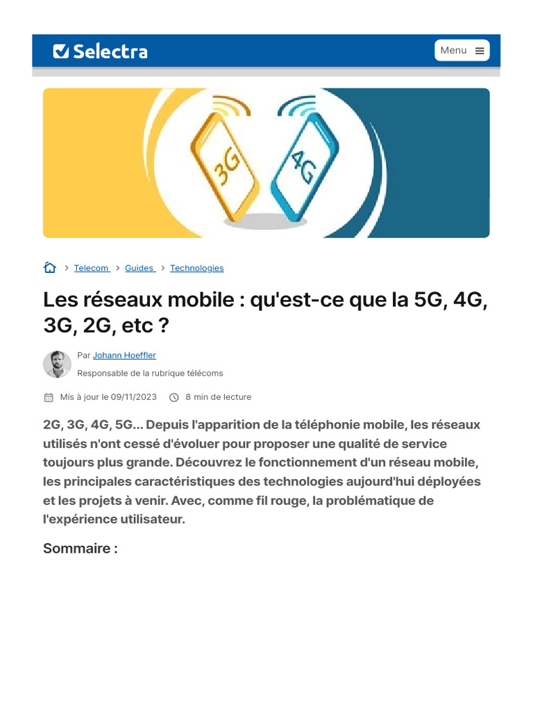 Évolution des réseaux mobiles : 2G à 5G | PDF | 4G | GSM