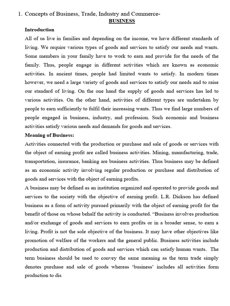 Concept of Business Trade & Commerce | PDF | Goods | Trade