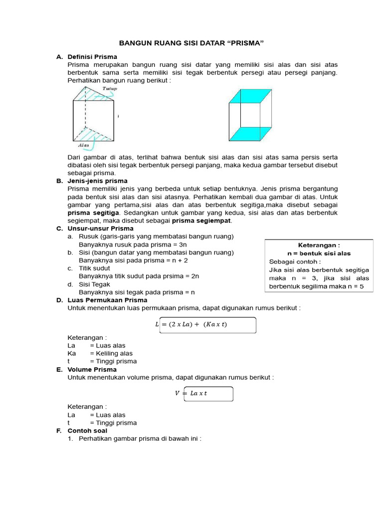 Materi Matematika Kelas VIII - Prisma - Periode 25 Maret 2021 | PDF ...