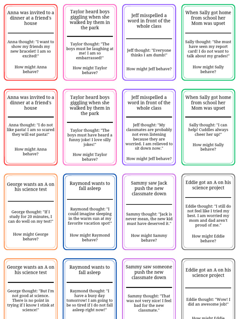 CBT Cards 1 Scenario 2 Thoughts | PDF