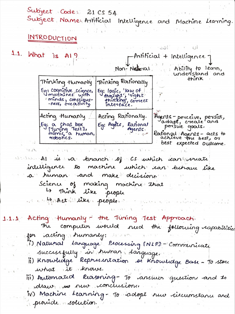 21CS54 AIML Module01 | PDF