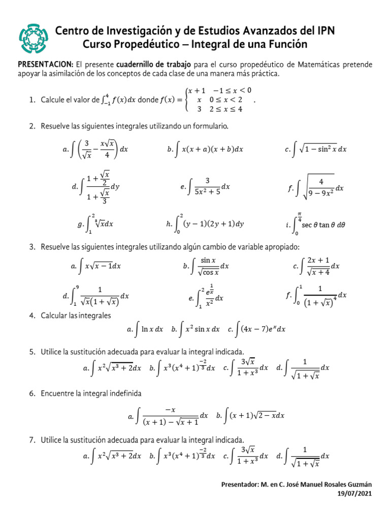 Presentador: M. en C. José Manuel Rosales Guzmán 19/07/2021 | PDF