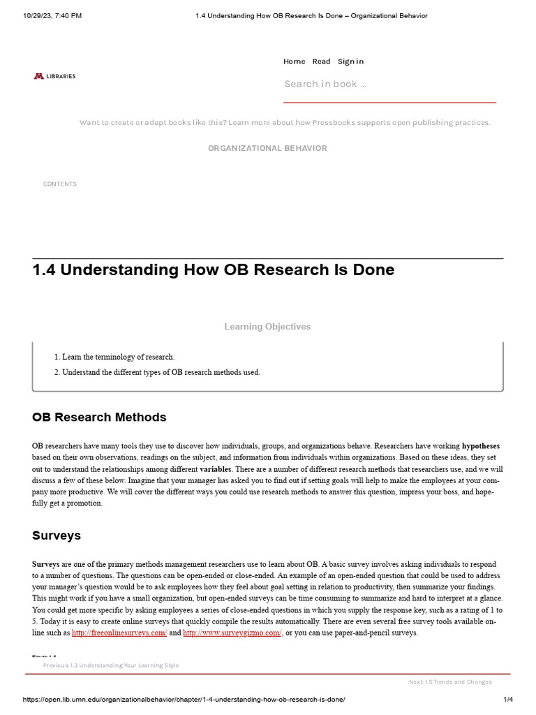 OB Research Methods Explained | PDF | Goal Setting | Meta Analysis
