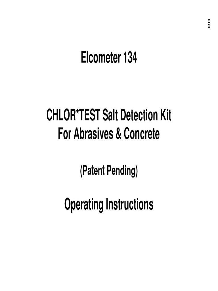 Elcometer 134: (Patent Pending) | PDF | Sodium Chloride | Ph