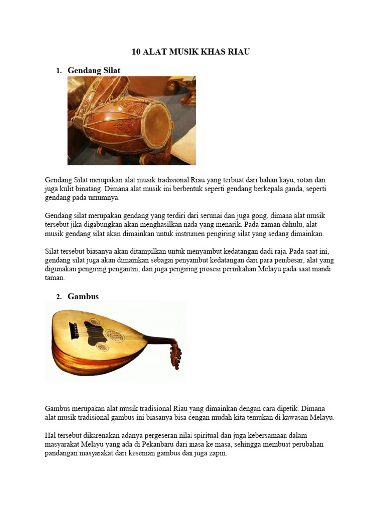 10 Alat Musik Khas Riau | PDF