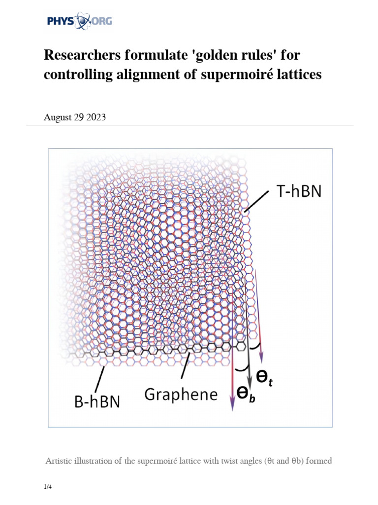 2023 08 Golden Alignment Supermoir Lattices | PDF | Graphene | Crystal ...
