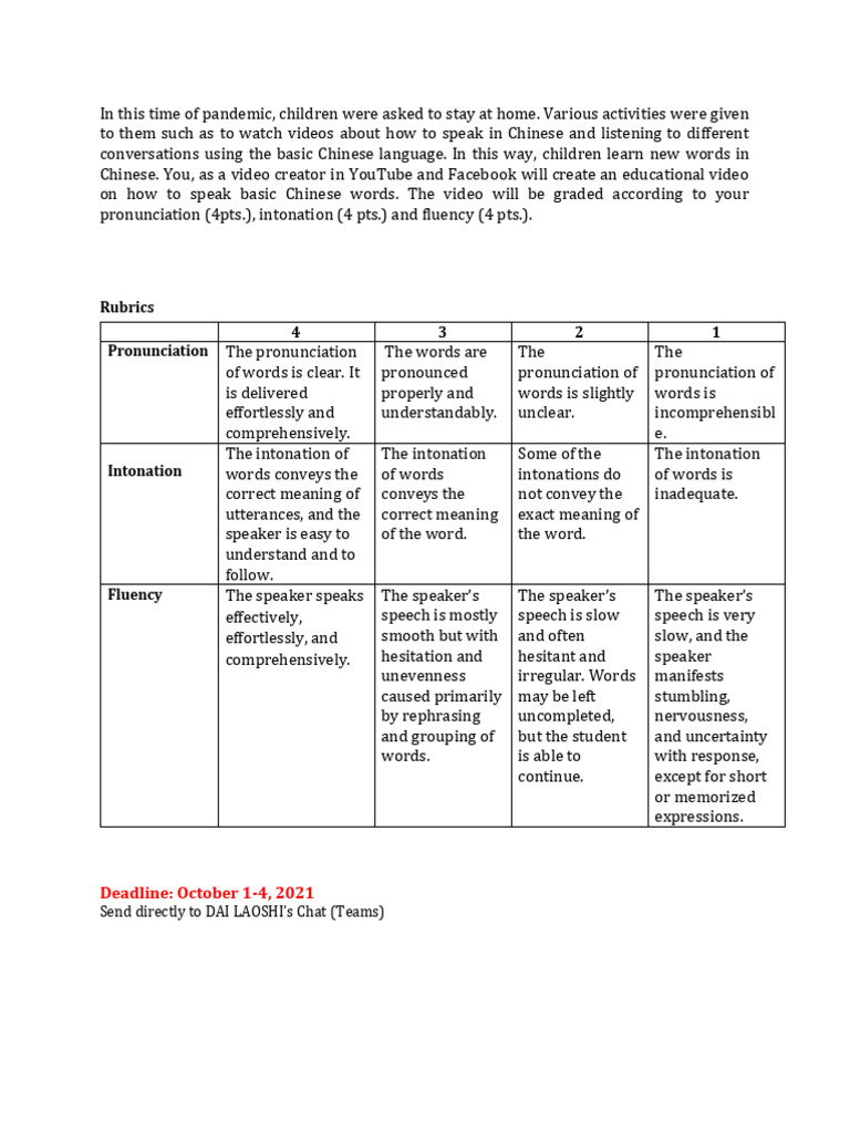Performance Task - First Quarter | PDF | Fluency | Speech