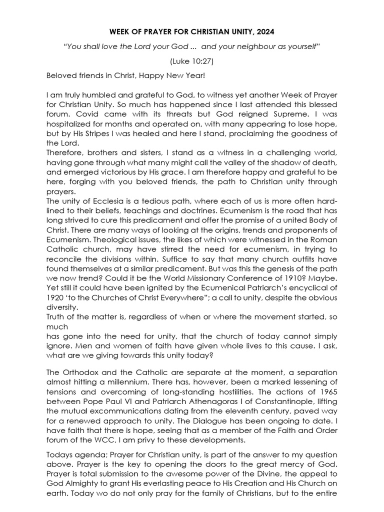 Week of Prayer For Christian Unity 2024 | PDF Week of Prayer For Christian Unity 2024 | PDF