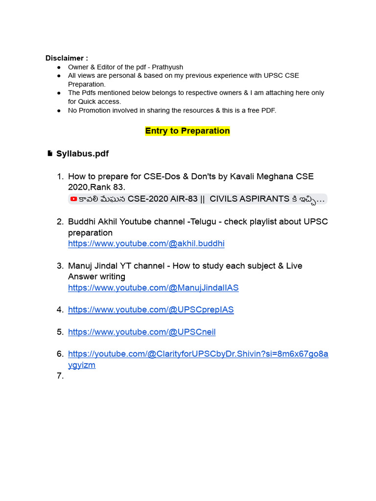 How To Prepare For Upsc by Prathyush | PDF