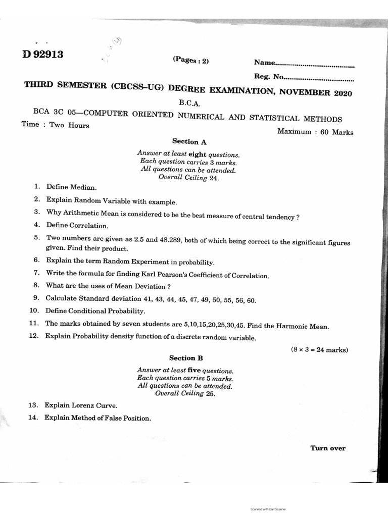 Computer Oriented Numerical and Statistical Method | PDF