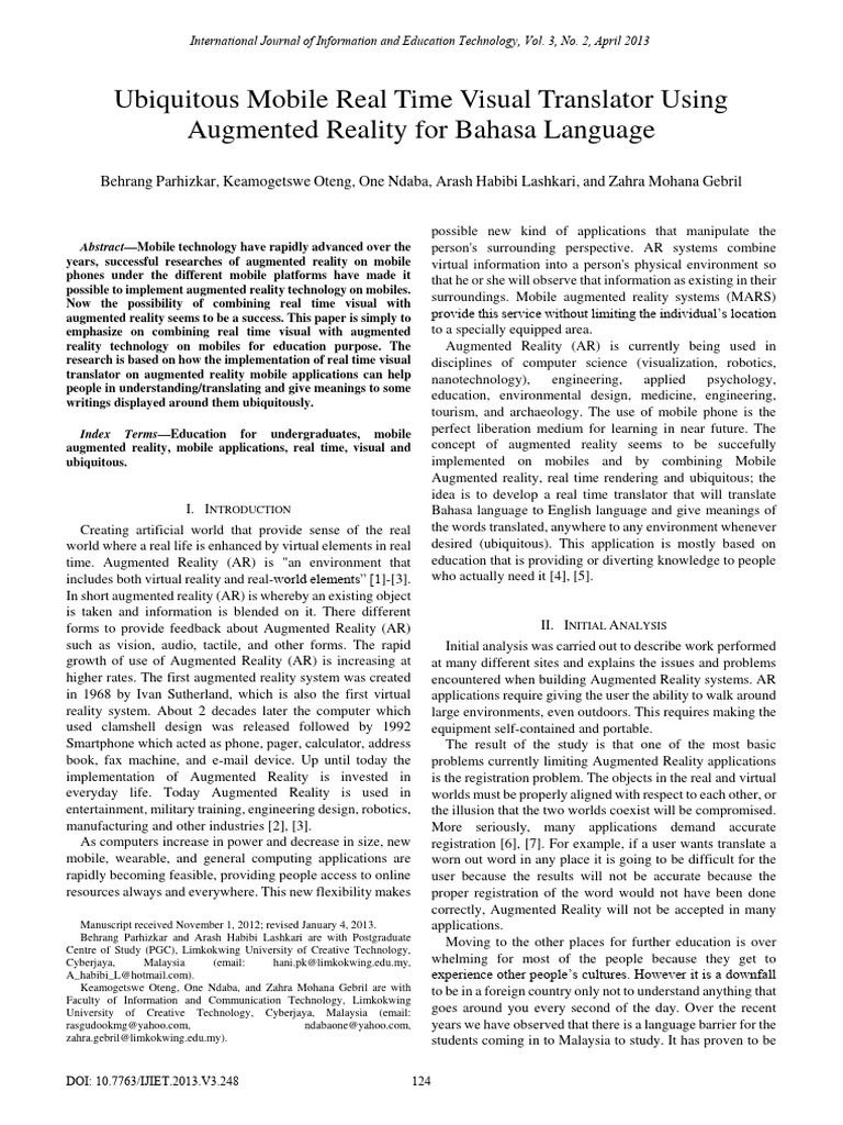 Ubiquitous Mobile Real Time Visual Translator Using Augmented Reality ...