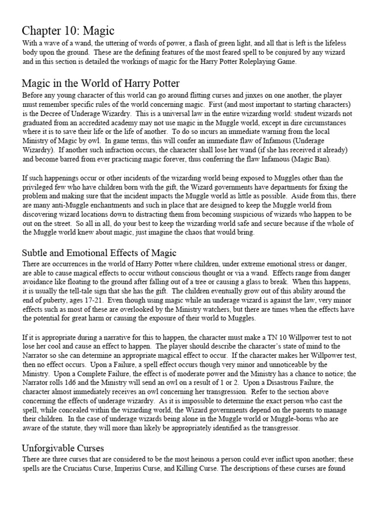 Harry Potter RPG Magic | PDF | Magician (Fantasy)